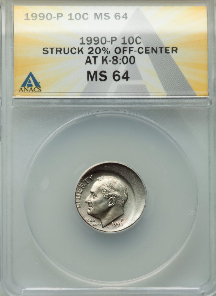 Off Center Error Coin 1990P Roosevelt 10c – US and World Major Mint ...
